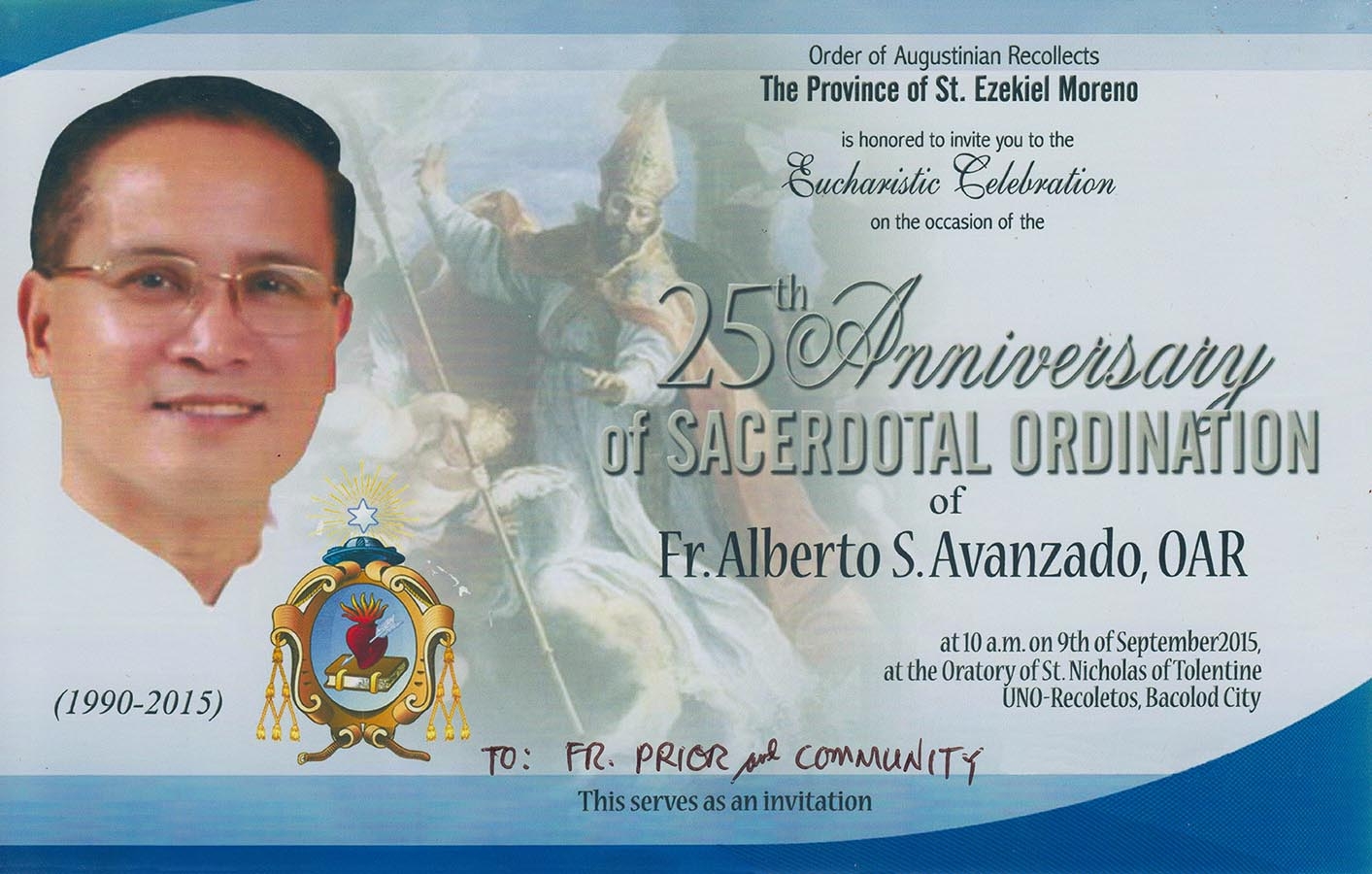Invitation: 25th Anniversary of Sacerdotal Ordination of Fr. Alberto ...