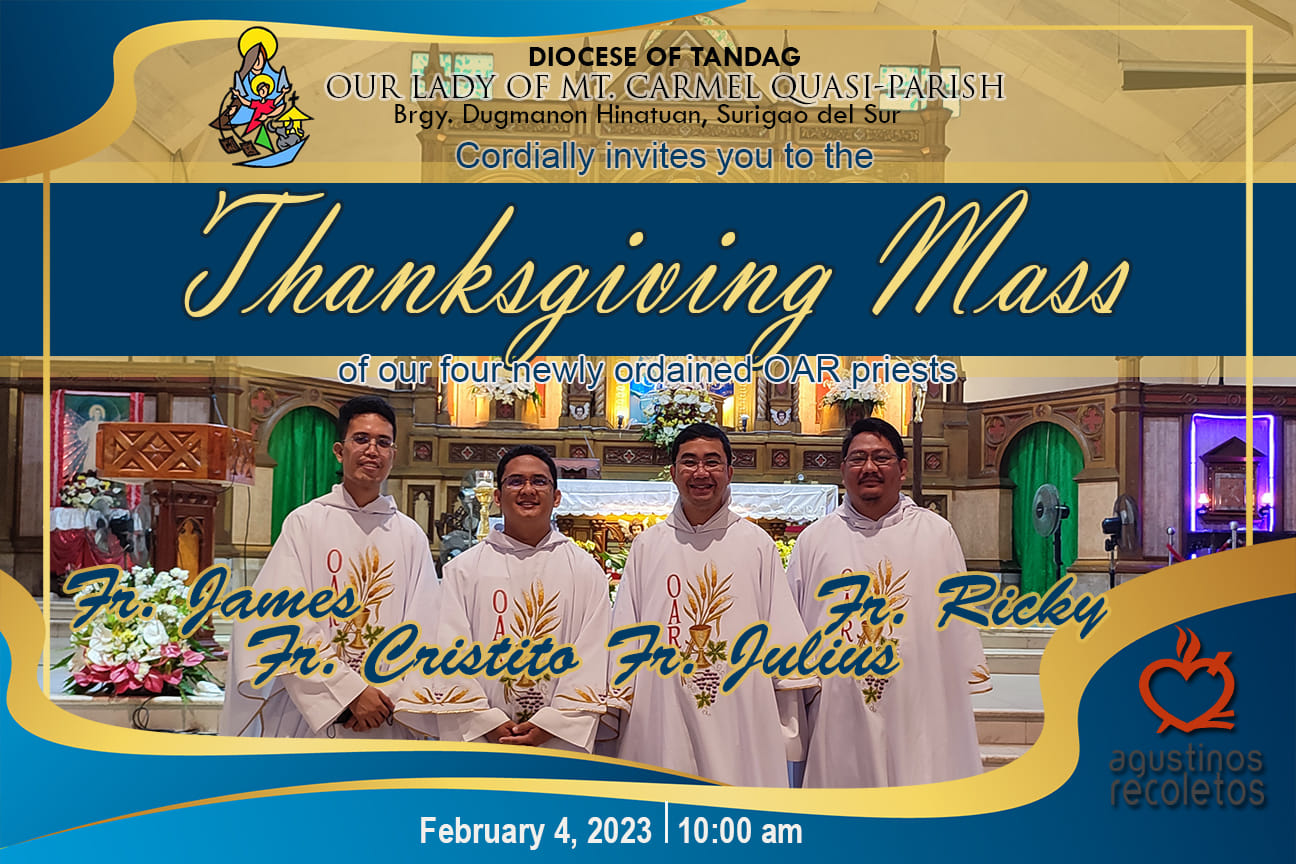 Invitation: Thanksgiving Mass – Agustinos Recoletos